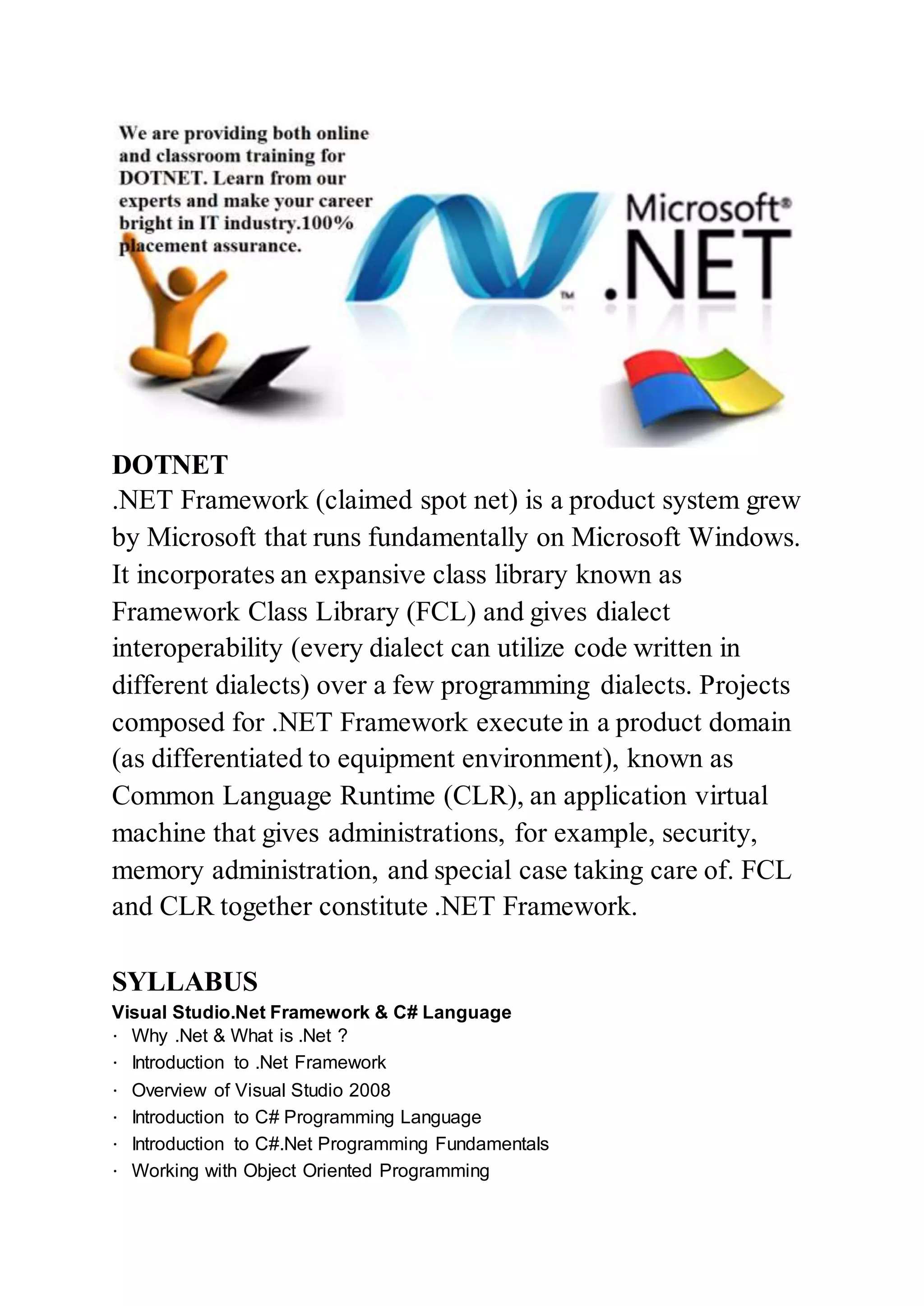 Dotnet training in Chennai | PDF
