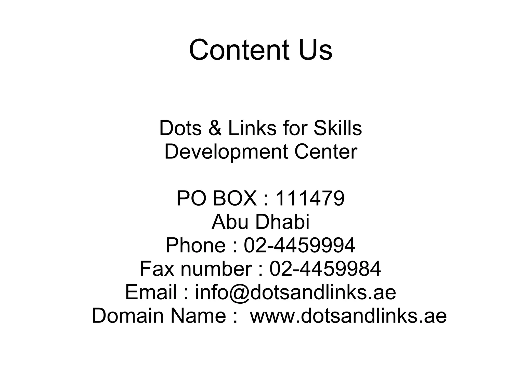 Dots & links training center in abu dhabi | PPT