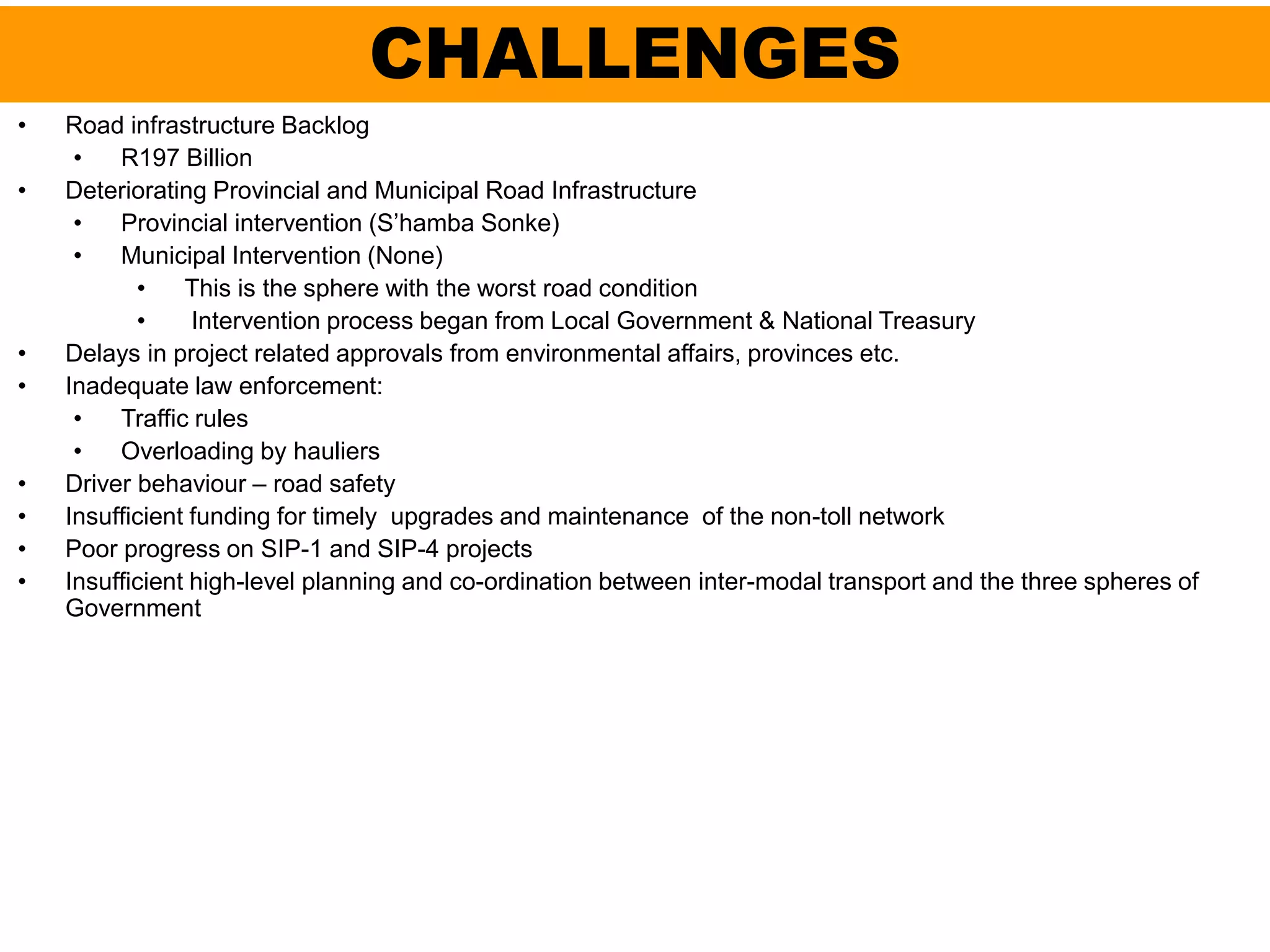 Department of Transport update on transport corridors | PDF