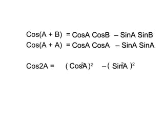 Double compound angle formulae | PPT