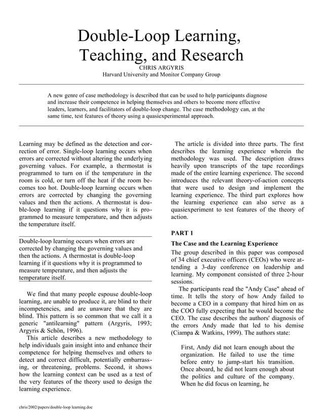 Double loop learning | PDF