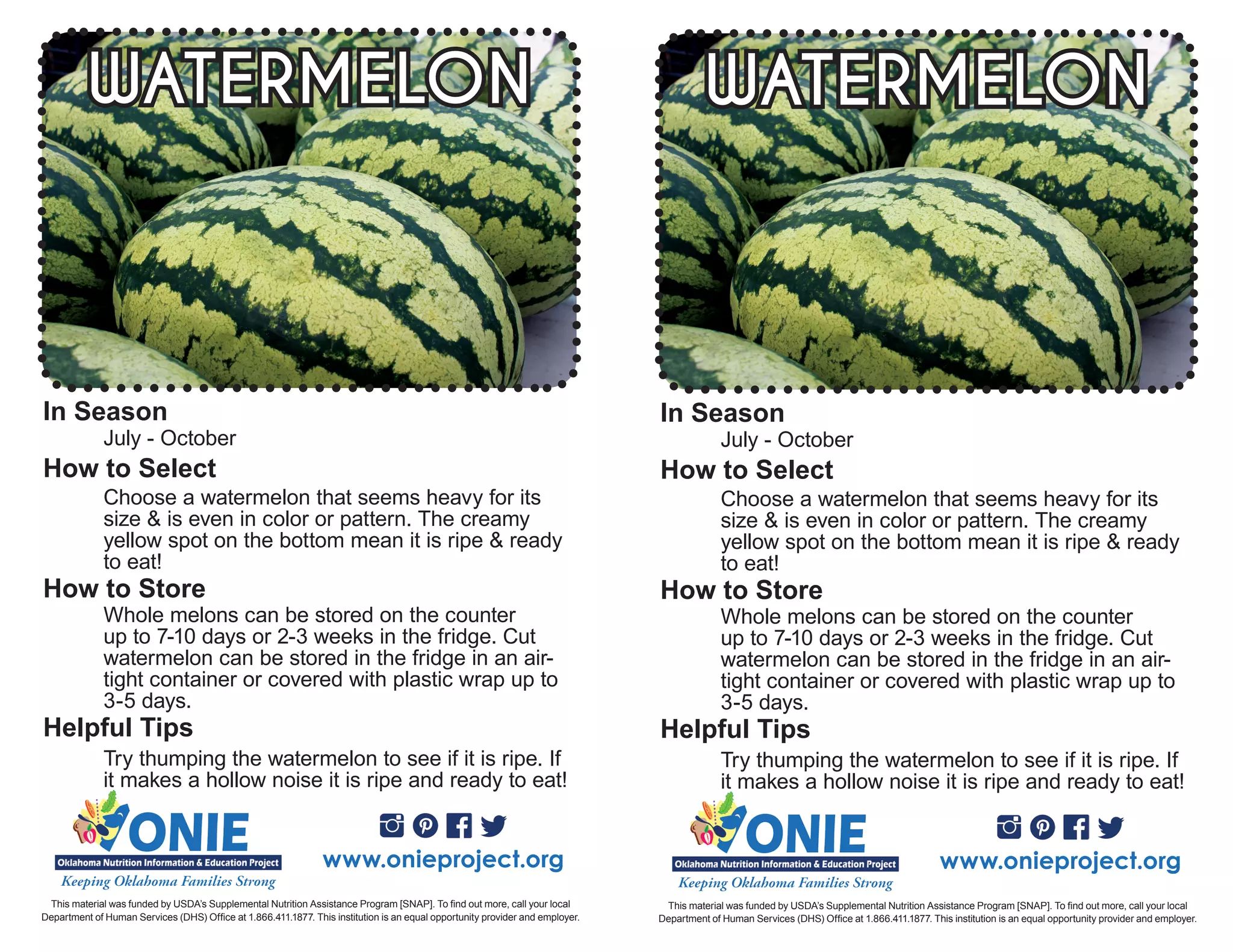 Watermelon Recipe Card | PDF