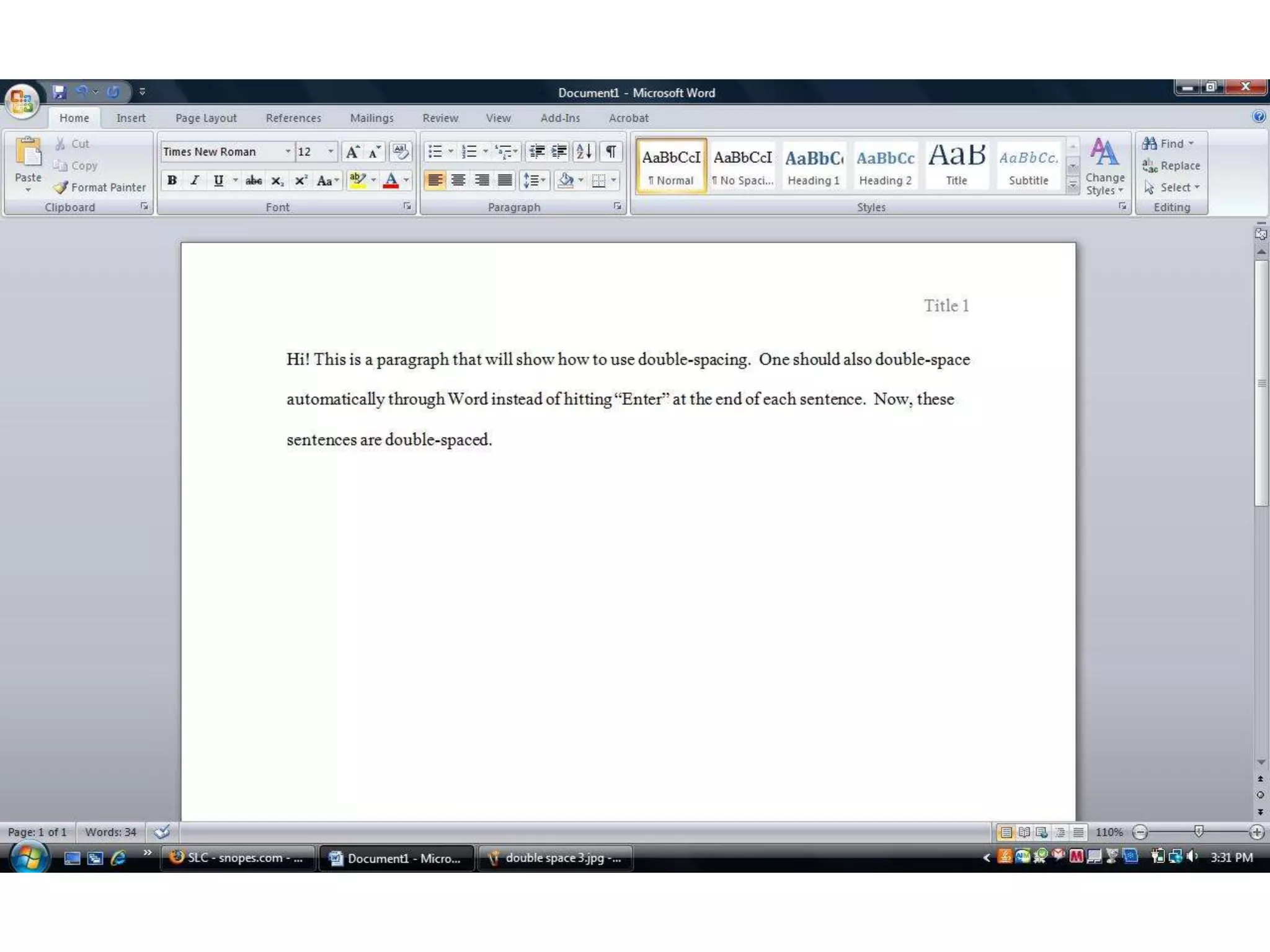Double space, Word 2007 and 2010 | PPTX