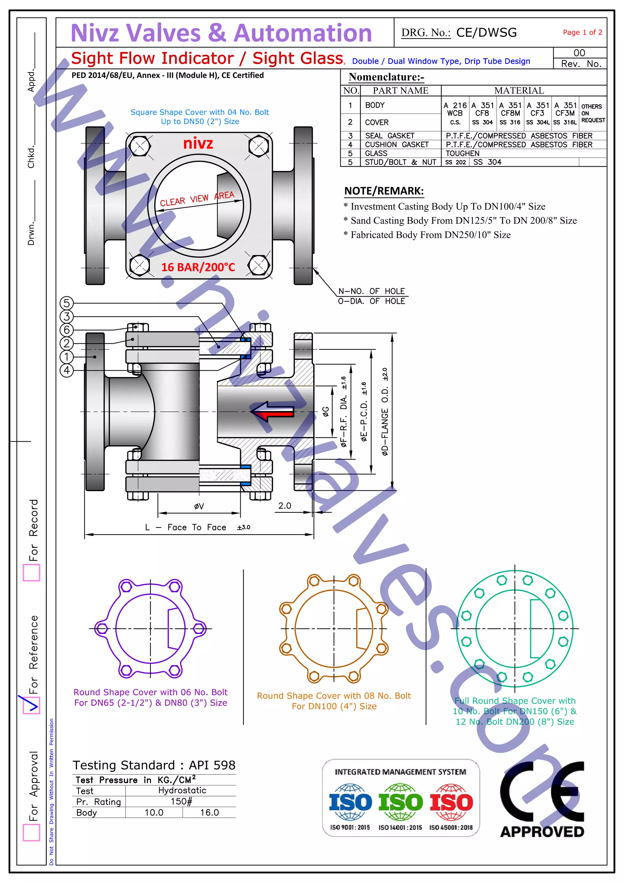Double Window Sight Glass, Sight Flow Indicator | PDF