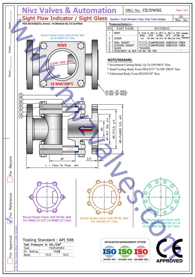 Double Window Sight Glass, Sight Flow Indicator | PDF
