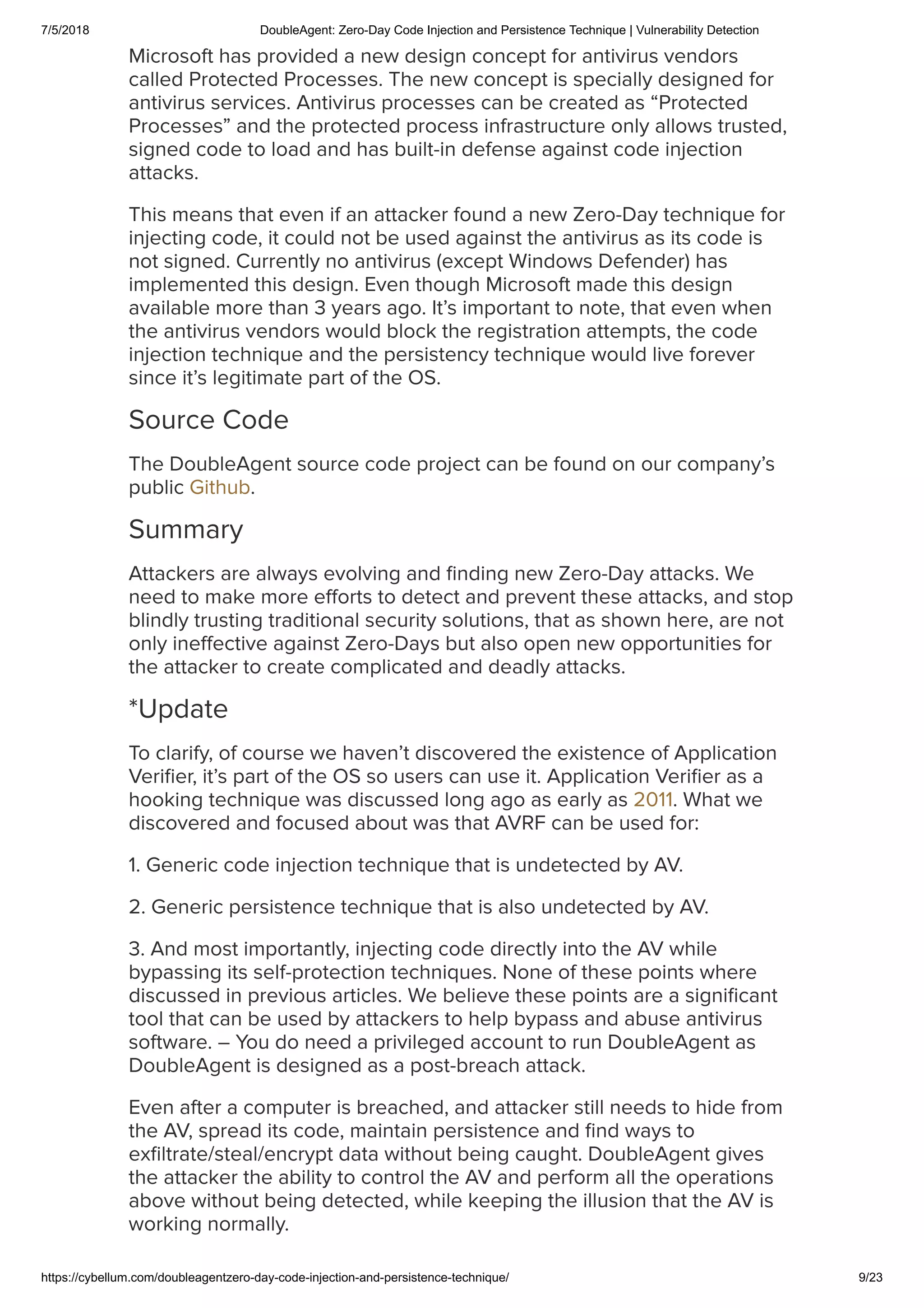 Double agent zero-day code injection and persistence technique | PDF | Antivirus Software ...