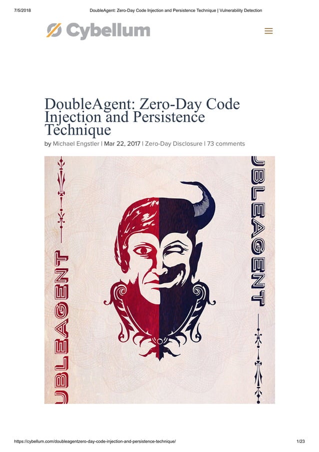 Double agent zero-day code injection and persistence technique | PDF | Antivirus Software ...