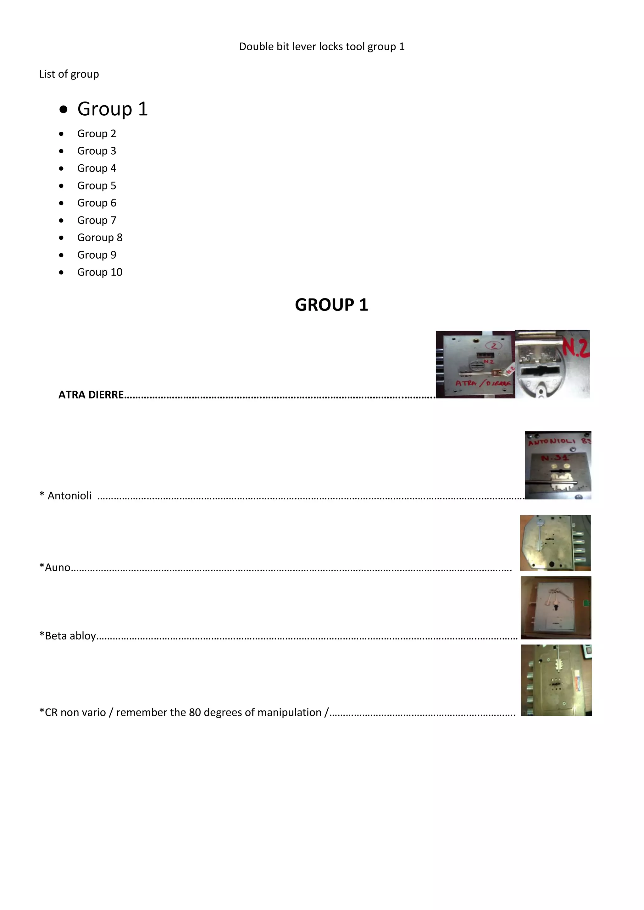 Double bit locks group 1 | PDF | Technology & Computing