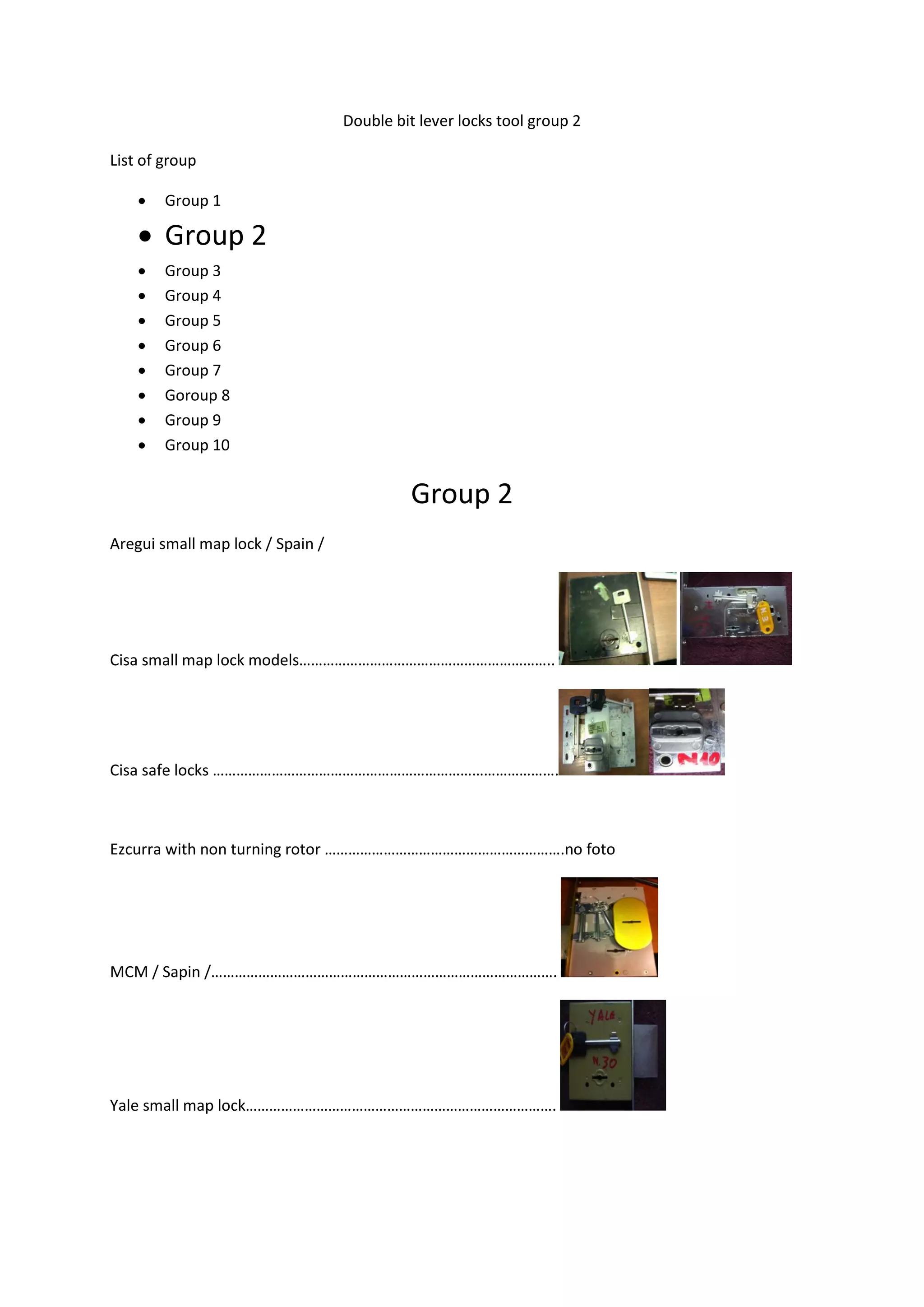 Double bit locks group 2 | PDF