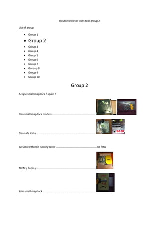 Double bit locks group 2 | PDF