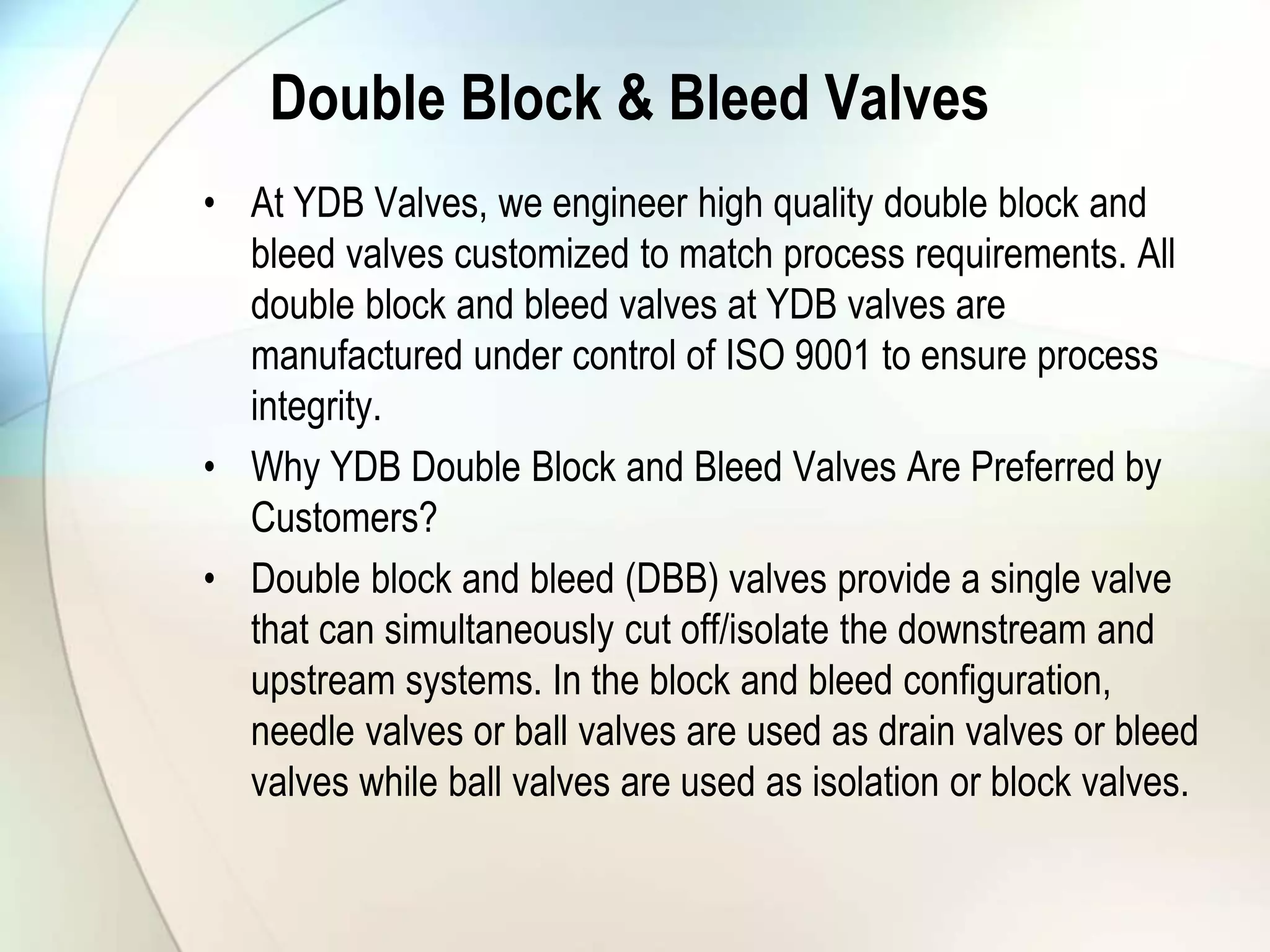 Double Block & Bleed Valve | PPTX