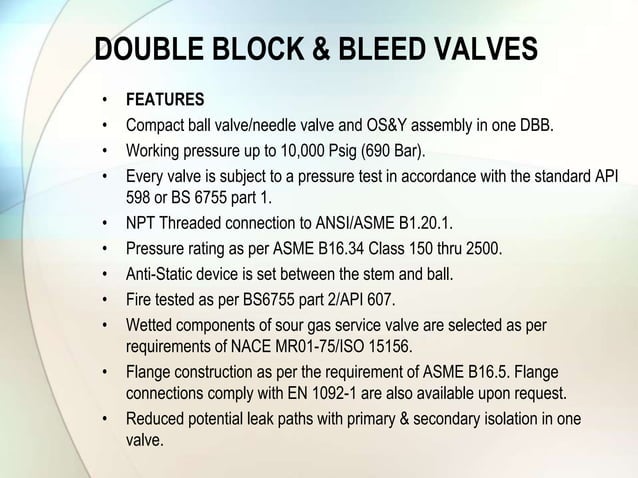 Double Block & Bleed Valve | PPTX