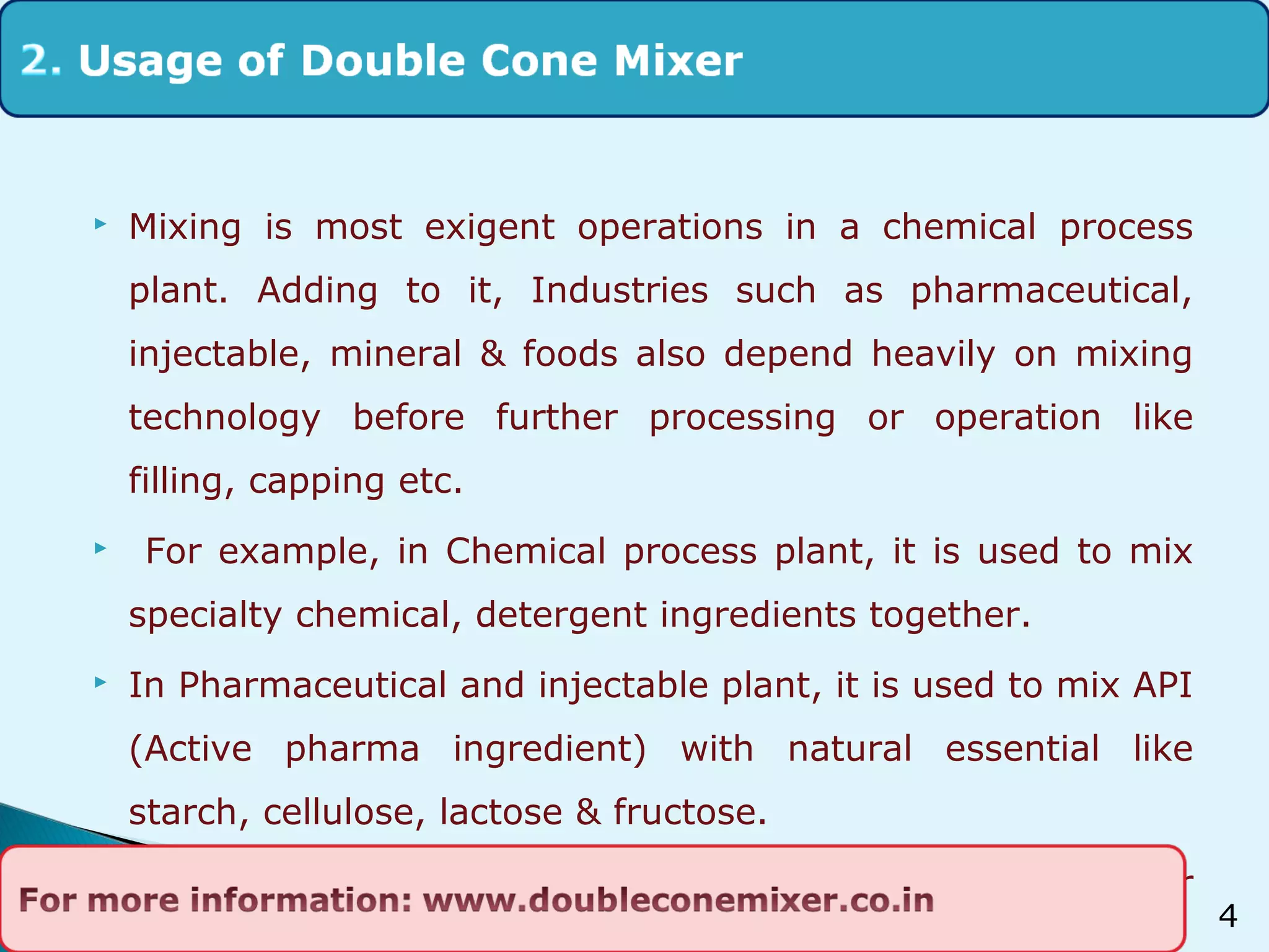 Double cone mixer for industrial mixing | PPT
