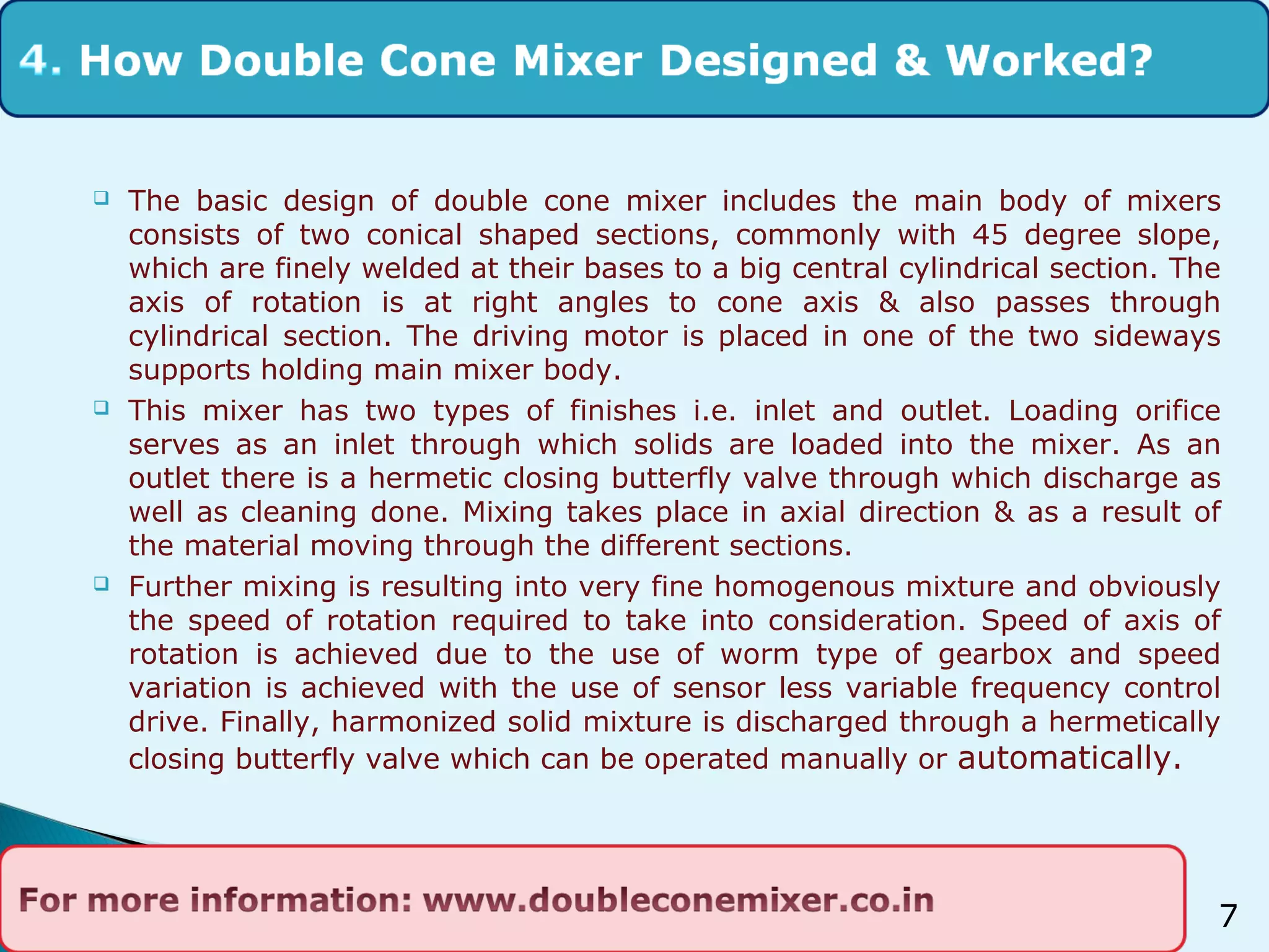 Double cone mixer for industrial mixing | PPT