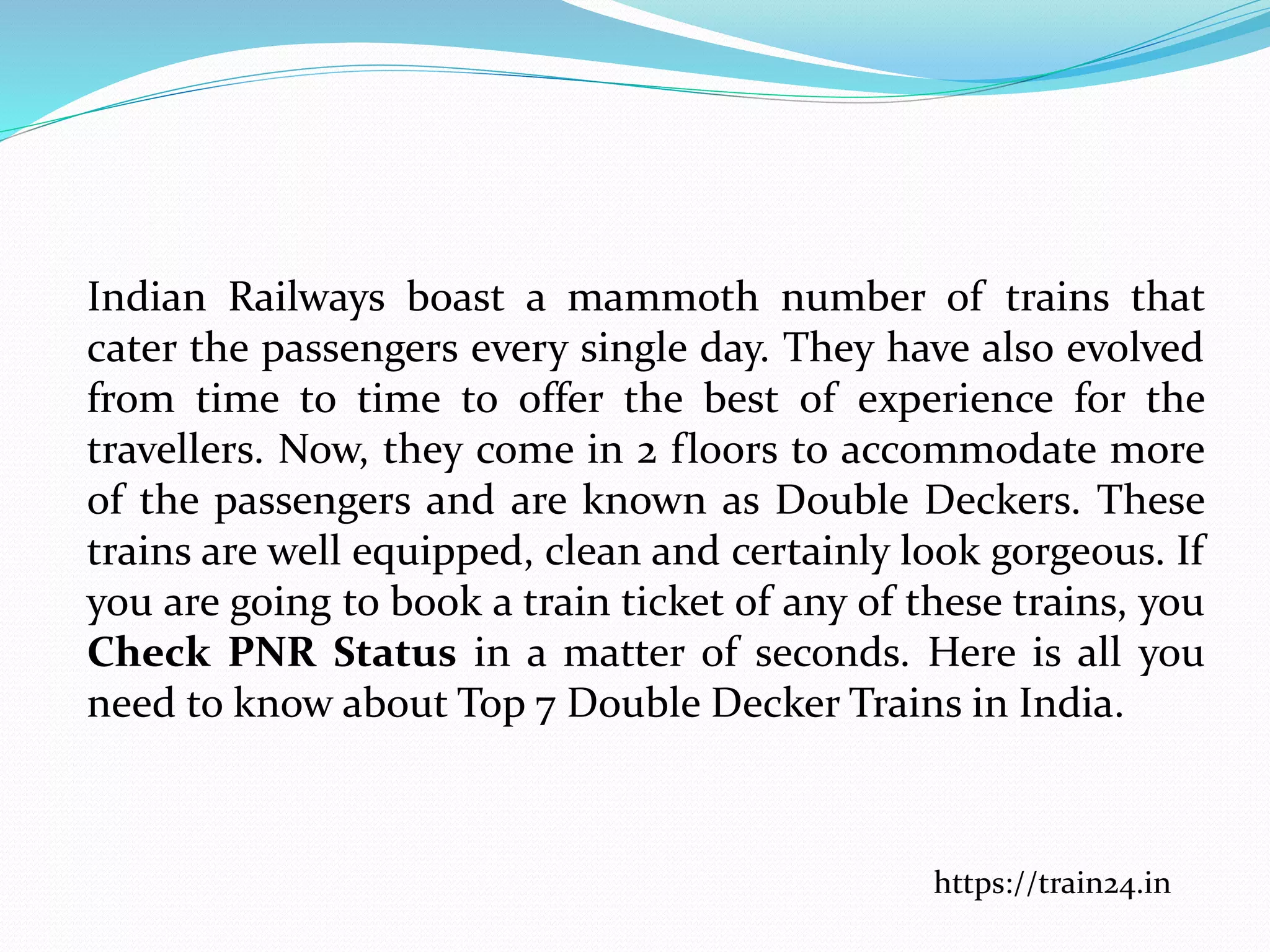 Double Decker trains in india all you need to know | PPTX