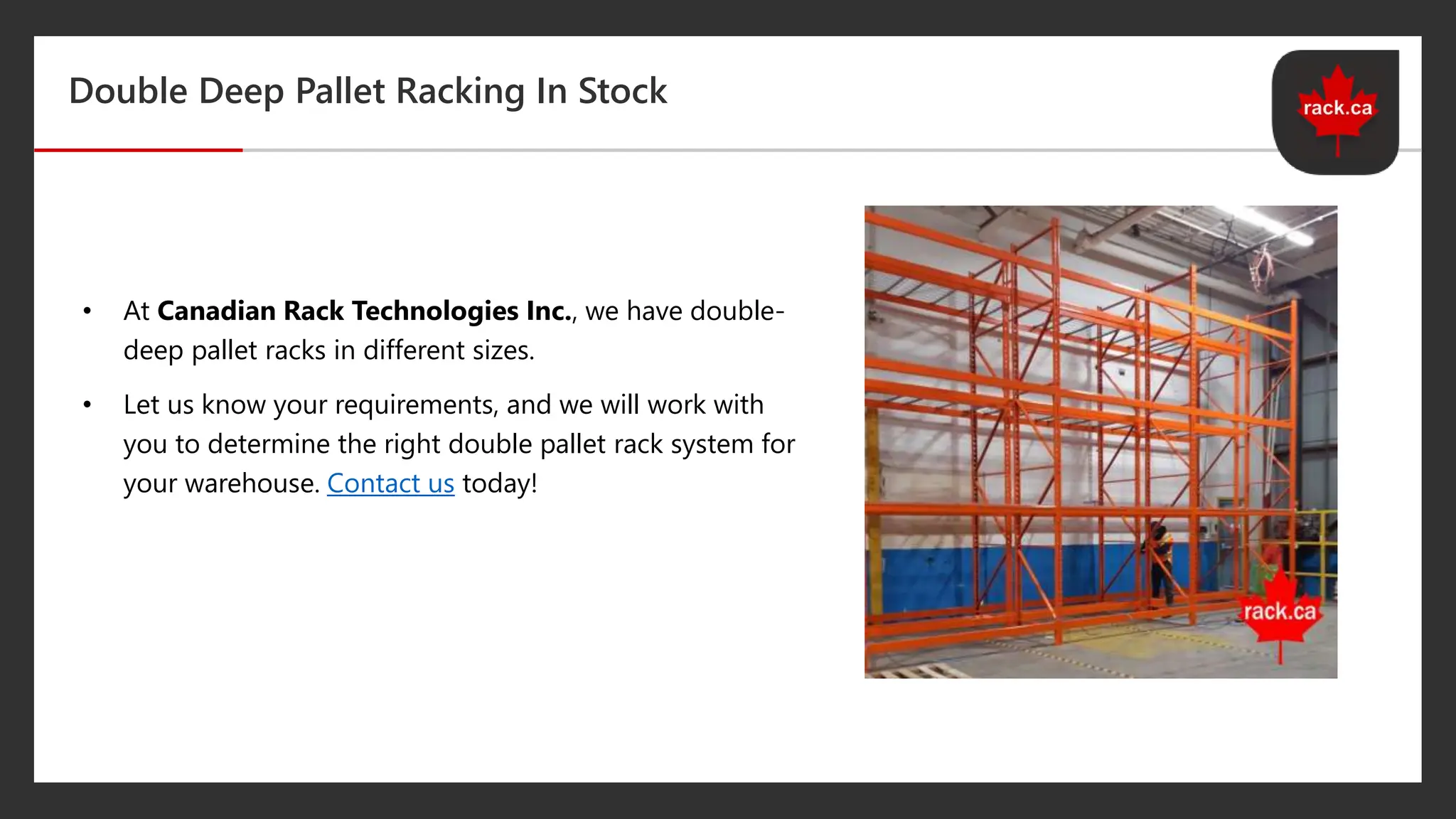 Double Deep Pallet Rack - Canadian Rack Technologies | PPT