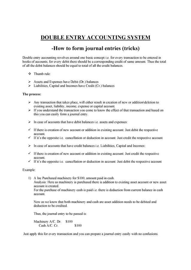Double entry accounting system | PDF