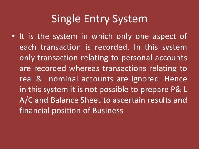 Double entry system