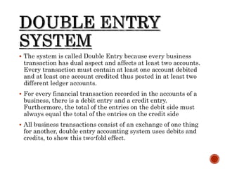 Double Entry System & Accountin Equation | PPTX