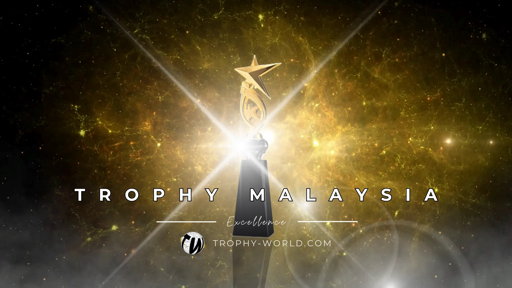 Double Golden Star Crystal Trophies at Trophy-World Malaysia | Custom Trophies & Plaques ...