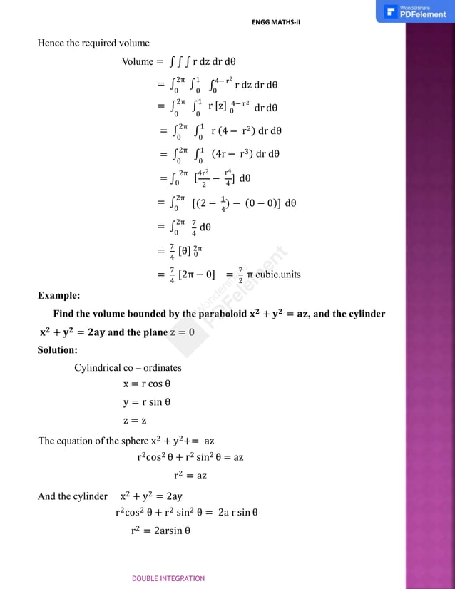 Double Integration examples of double integration with substitution.pptx | Geography | Science