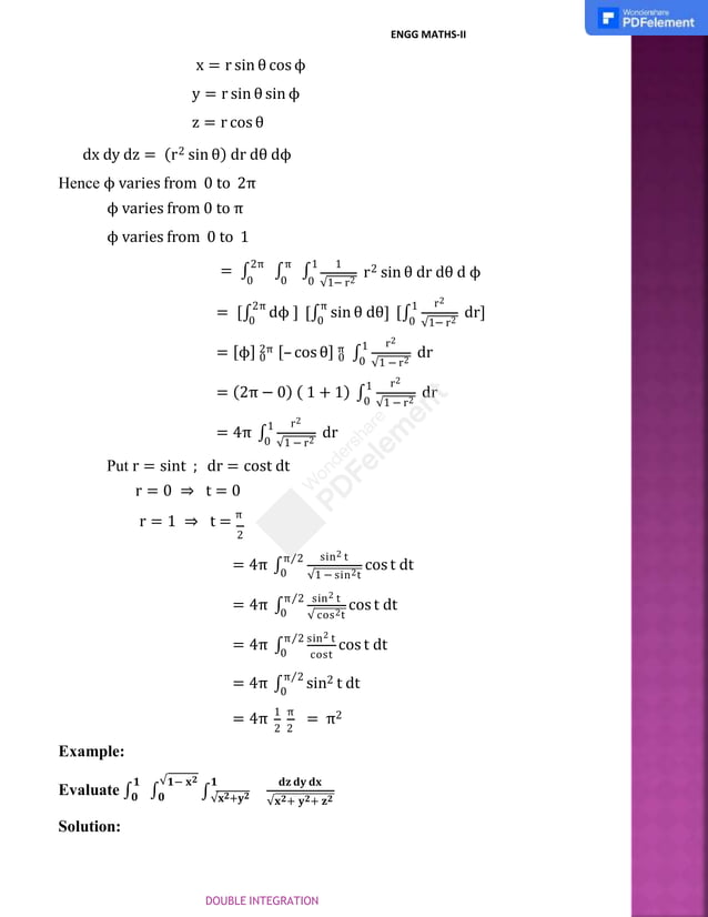 Double Integration examples of double integration with substitution ...
