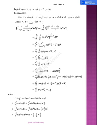 Double Integration examples of double integration with substitution.pptx | Geography | Science