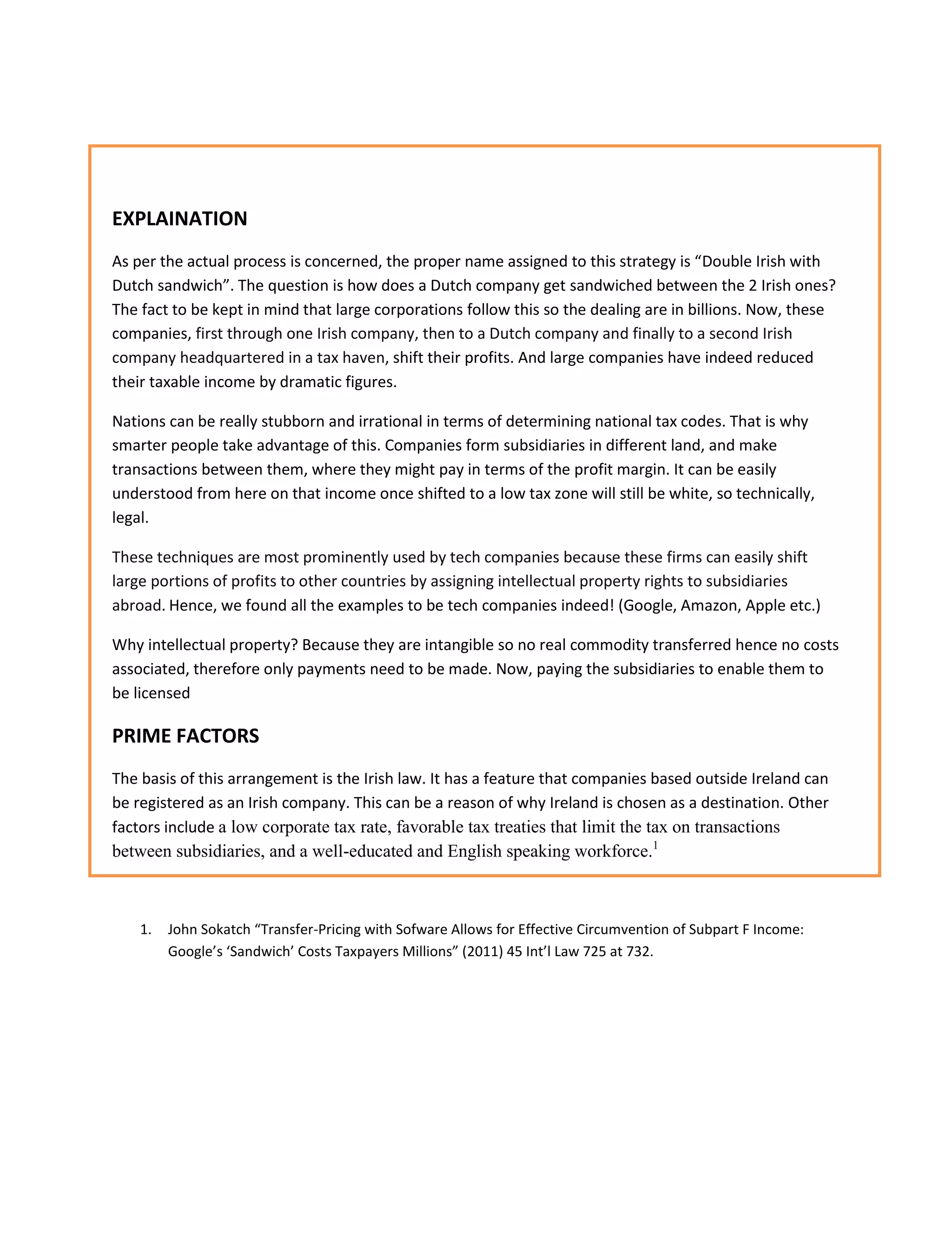 Double irish with Dutch sandwich arrangement | PDF