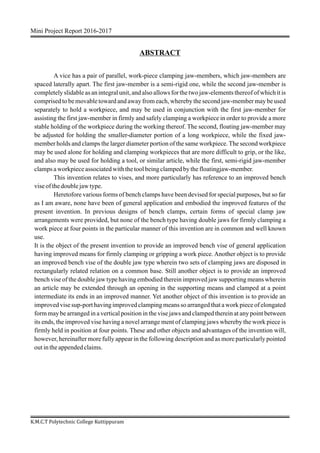 Mini project report Double jaw vise | PDF
