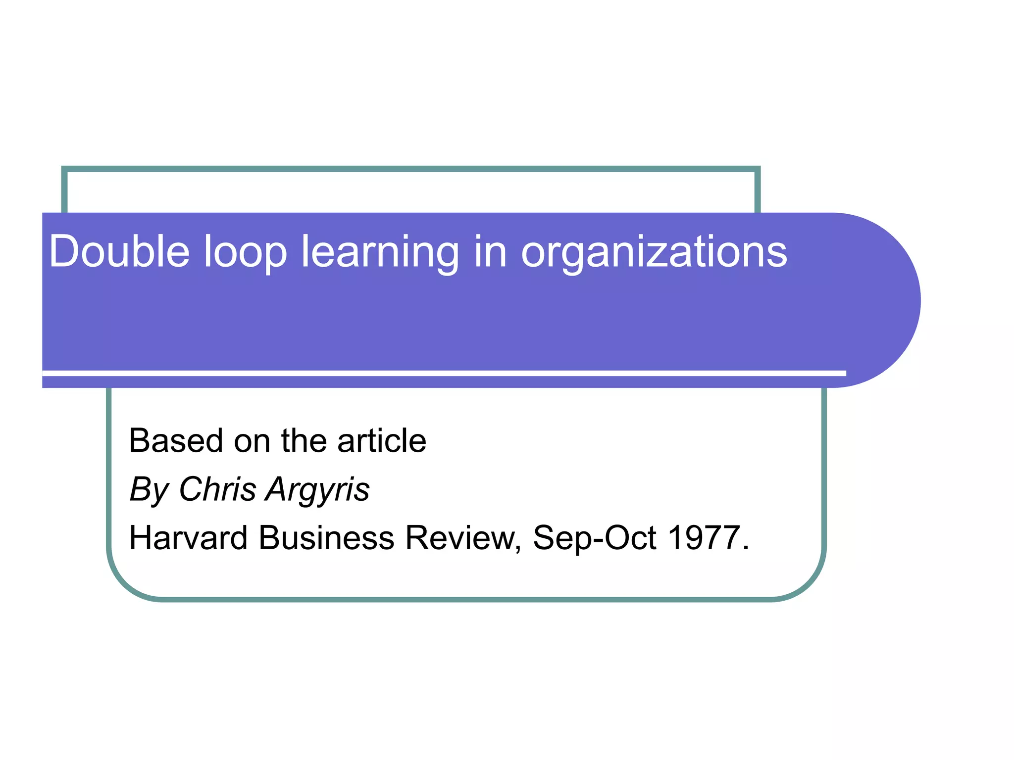 Double loop learning in organizations | PPT