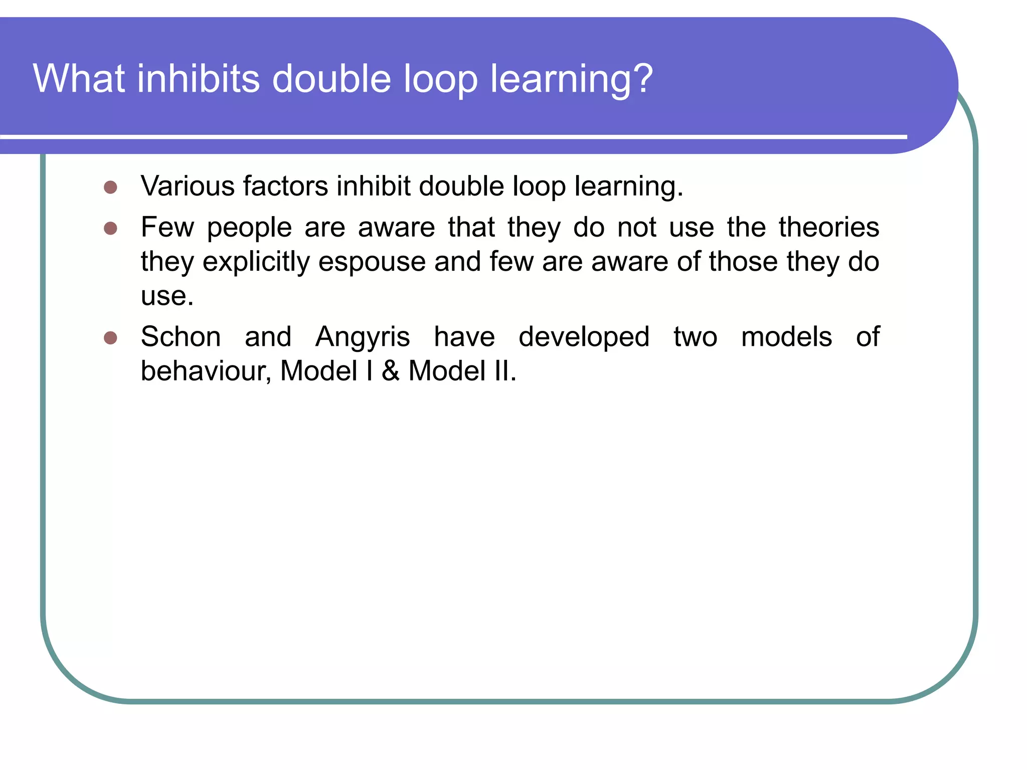 Double loop learning in organizations | PPT