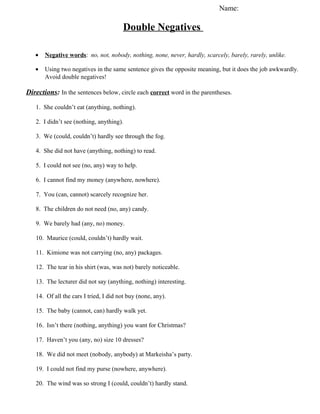 Double negatives 1 | DOC