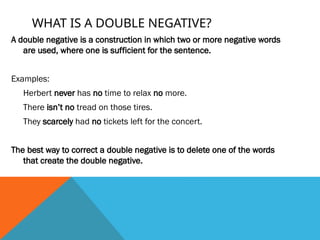 Double Negatives Powerpoint presentation for middle school | PPTX