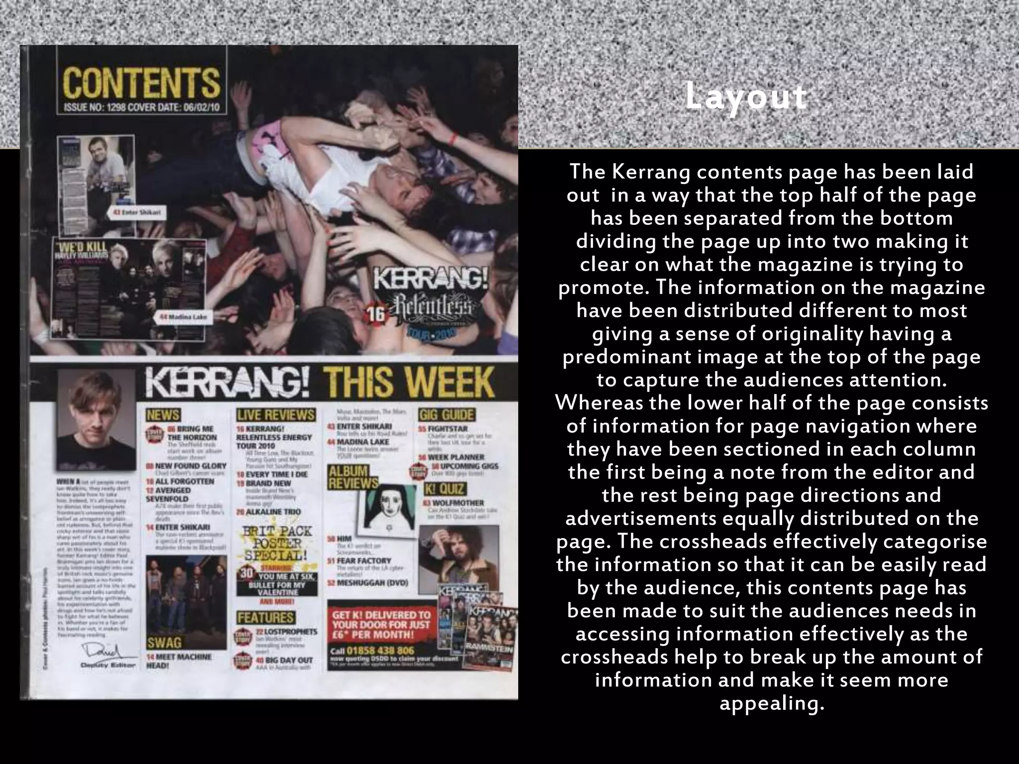 Analysis of Contents and Double page spread | PPT