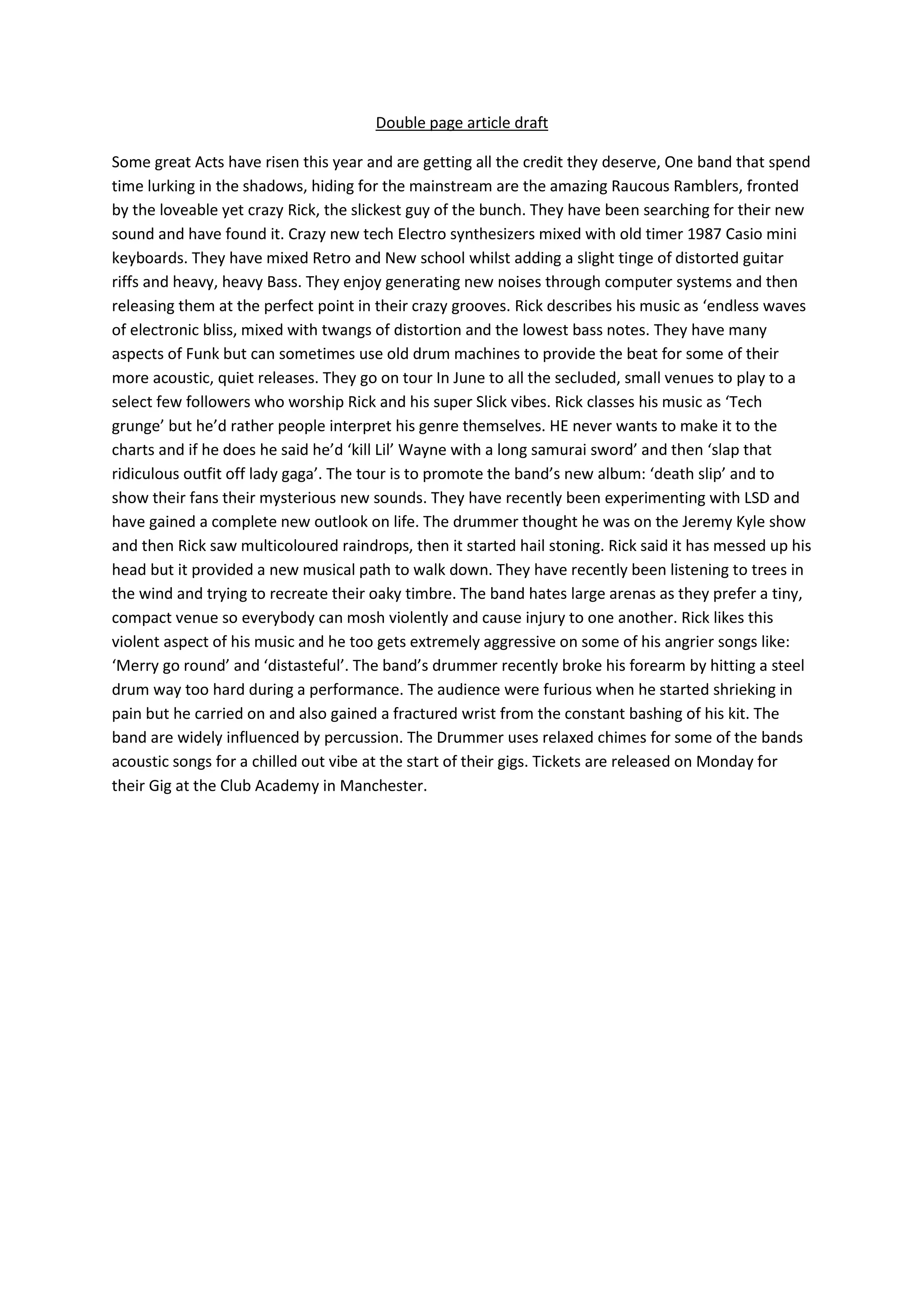 Double page article draft | DOCX | Dance and Electronic Music | Music