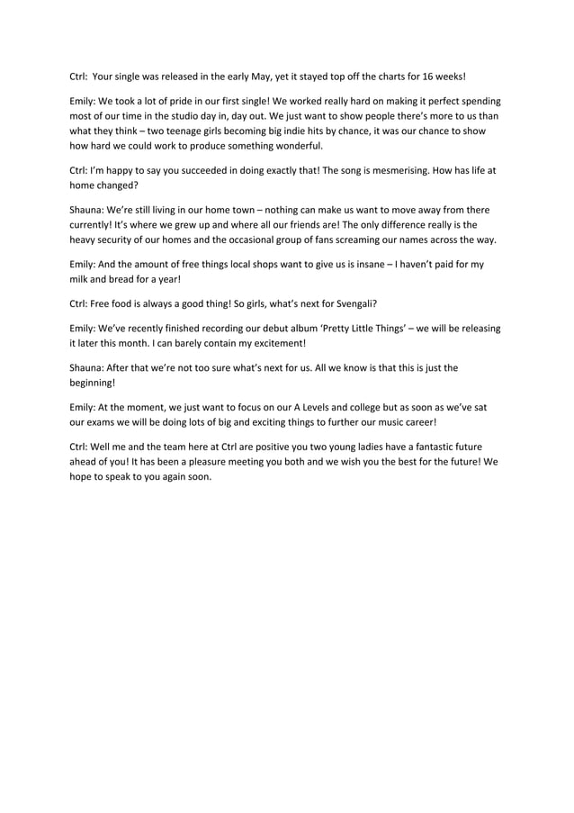 Double page article draft | ODT | Music | Entertainment