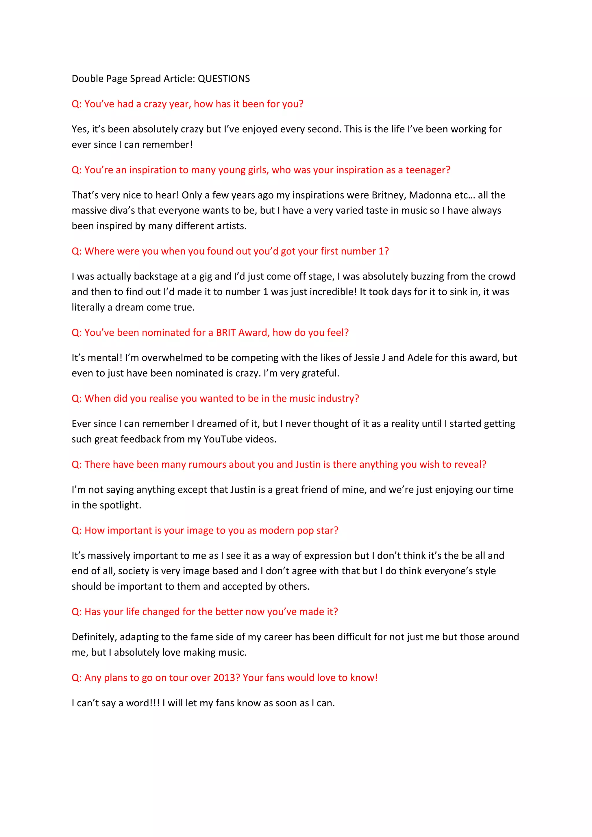 Double page spread article q&a | DOCX