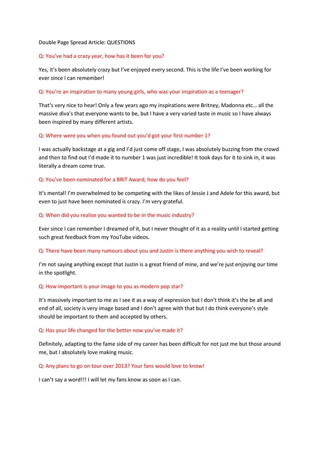 Double page spread article q&a | PDF