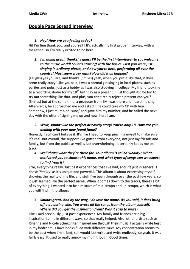 Double Page Spread Interview | PDF