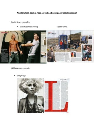 Double page spread and newspaper article research | DOCX
