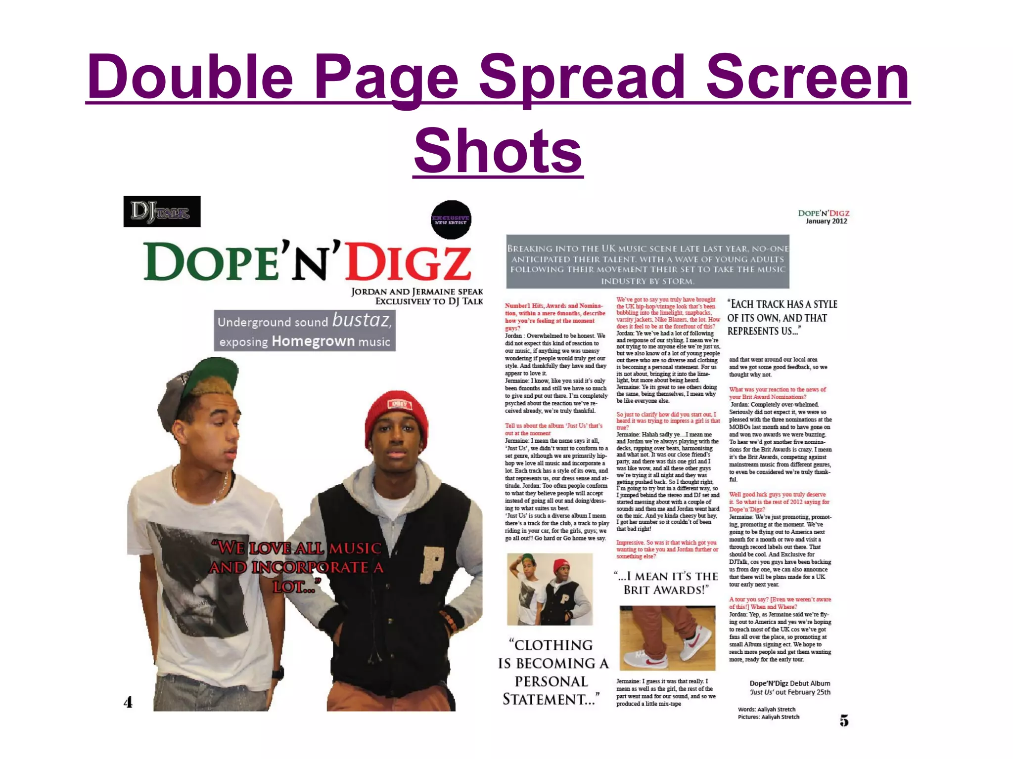 Double page spread screen shots | PPT