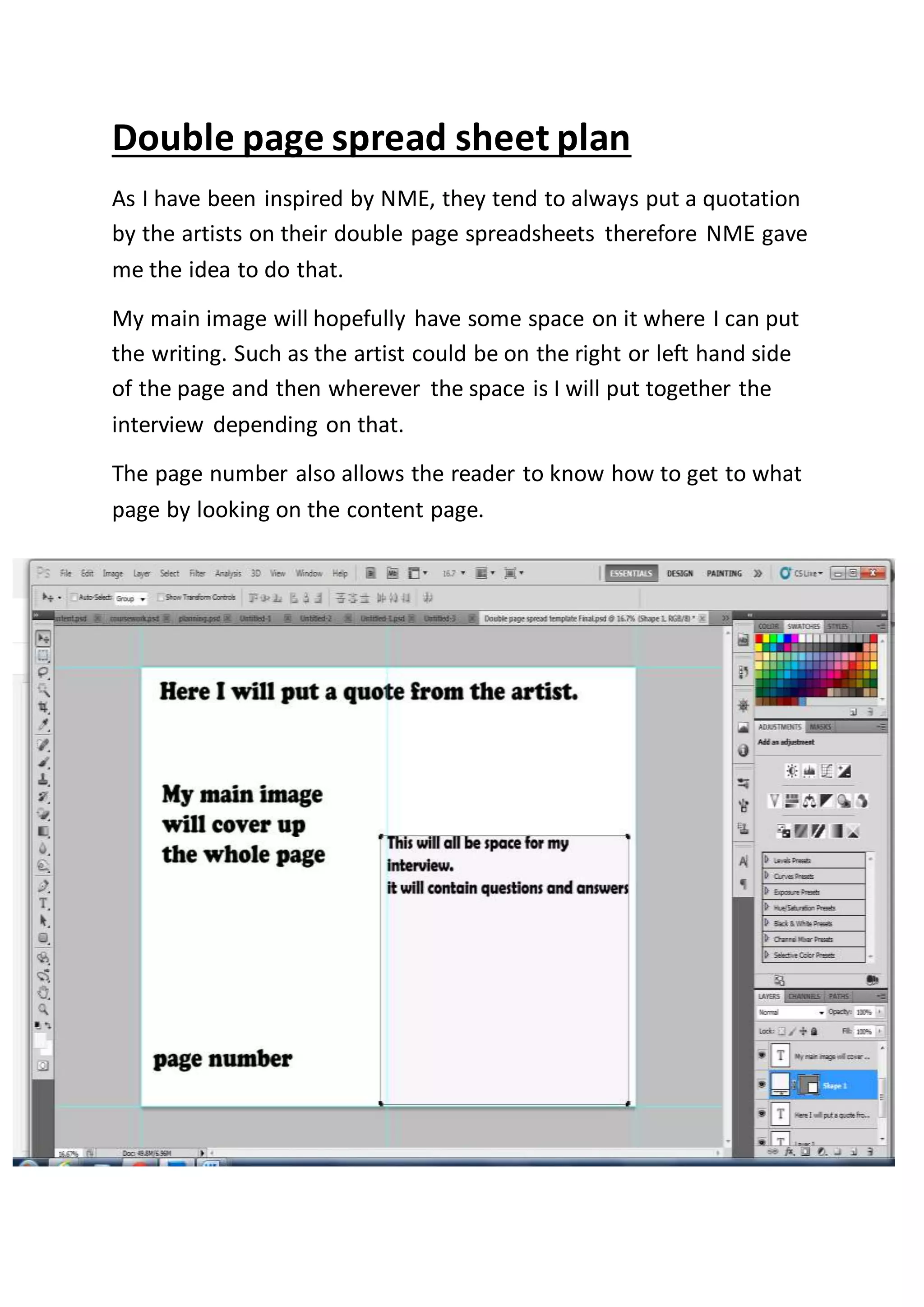 Double page spread sheet plan | DOCX