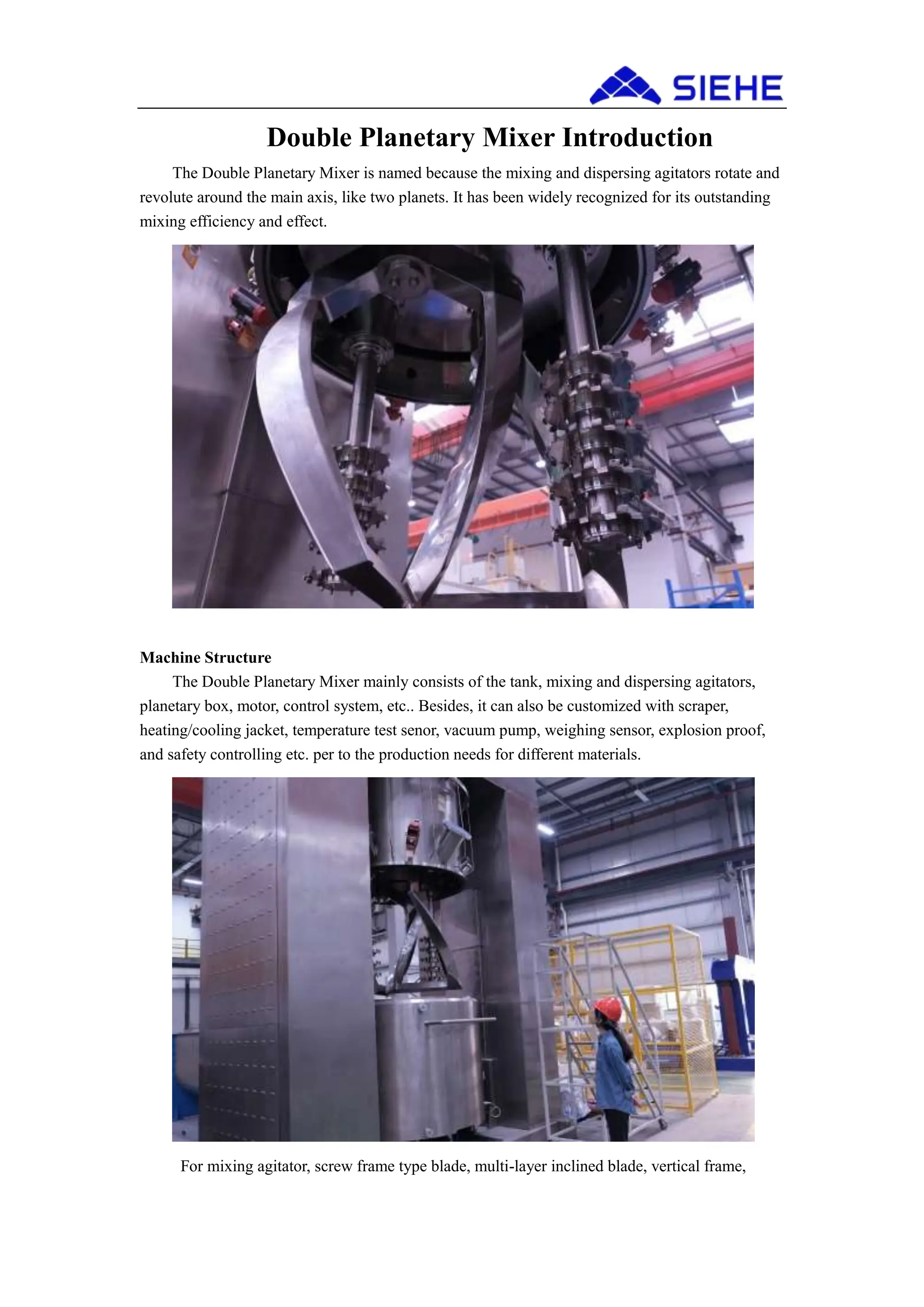 Double Planetary Mixer Introduction | DOCX