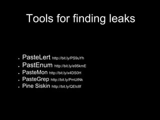 PANIC Project - BRUCon 2012 Presentation | PPT