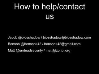 PANIC Project - BRUCon 2012 Presentation | PPT