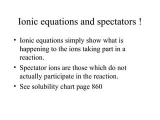 Double replacement reactions with net ionic and spectators | PPT