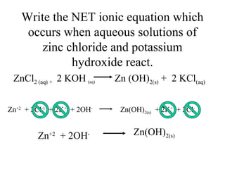 Double replacement reactions with net ionic and spectators | PPT