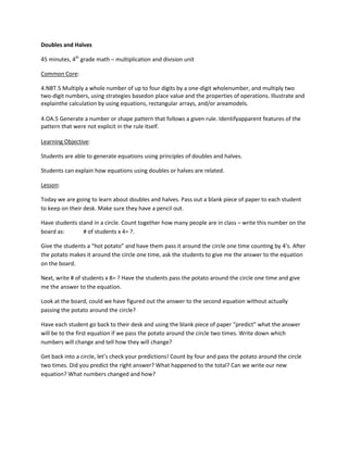 Doubles and Halves | DOCX