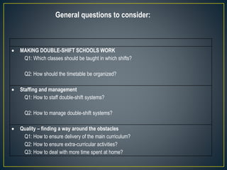 Double shifts | PPTX | Secondary Education | Education