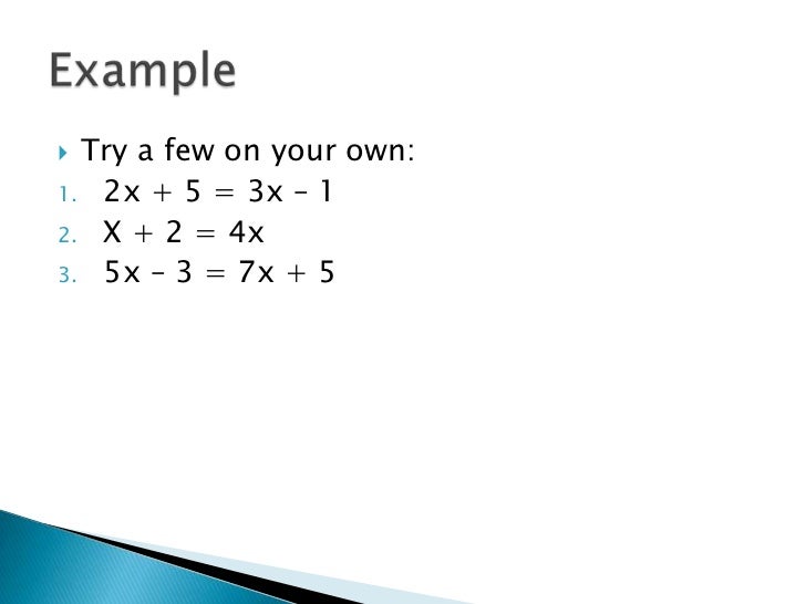 Double sided equations Double sided equations